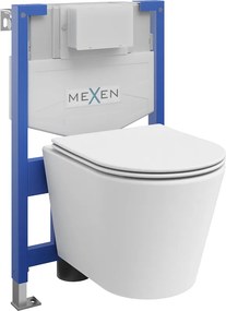 Mexen Rico podomítková sada WC rám Fenix XS-F s WC mísou a pomalu zavírajícím sedátkem, bílý mat - 68030724001
