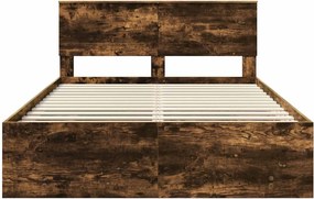 Rám postele s čelo Kouřový dub 160 x 200 cm Kompozitní dřevo 3408834