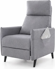 relaxační polohovací TV křeslo, dřevo/kov/látka, 105x68x80 cm, nohy tmavé/šedá, Dekorino KR20260137