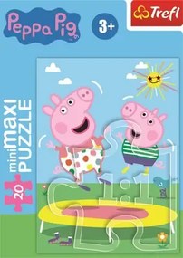 Trefl - Puzzle - Prasátko Peppa: Na trampolíně / 20 dílků / 22 x 16 cm