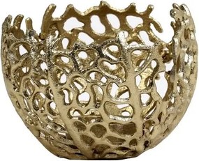 Zlatý antik kovový svícen na čajovou svíčku Sabela - Ø 12*10cm