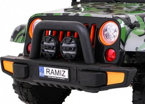 Ramiz Dětské terénní auto Full Time 4WD maskáčové na dálkové ovládání + pohon 4x4 + LED audio + úložný prostor