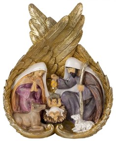 Vánoční betlém ve zlatých andělských křídlech – 21x8x26 cm