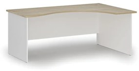 Ergonomický kancelářský pracovní stůl PRIMO WHITE, 1800 x 1200 mm, pravý, bílá/dub přírodní