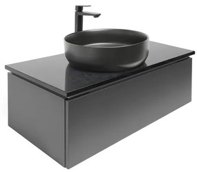 Koupelnová skříňka s kamennou krycí deskou a umyvadlem SAT Feel 100x30x46 cm antracit SATFEEL100ANTTKB