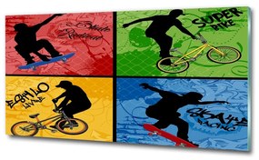 Wallmuralia Fotoobraz na skle Kolo a skateboard 100x50