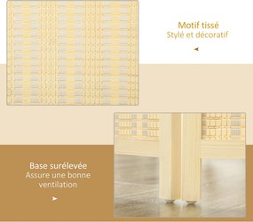 HOMCOM Interiérový dřevěný paravan 3 panely 135 x 180 cm Skladný rozdělovací separator pro obývací pokoj a ložnici, přírodní dřevo