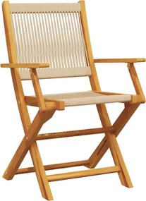 3dílný bistro set béžový polypropylen a masivní dřevo 3281855