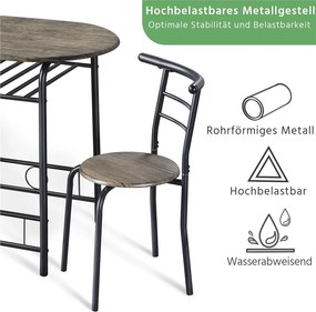 Jídelní sestava Yaheetech – hnědá v dekoru naplaveného dřeva (265486441876)