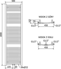 Mexen Ares, elektrické topné těleso 1800x500 mm + topná tyč 900 W, bílá, W102-1800-500-2900-20