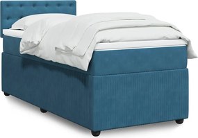 Box spring postel s matrací modrá 90 x 200 cm samet 3289942