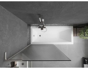 Mexen Next L, 1-křídlová vanová zástěna 90 x 150 cm, 6mm sklo s žebrovým vzorem, 6mm čiré sklo, profil broušená ocel, 895-090-000-03-09-97