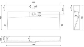 Mexen Ava umyvadlo na desku z konglomerátu 1/O 100 x 46 cm, bílá - 23011001