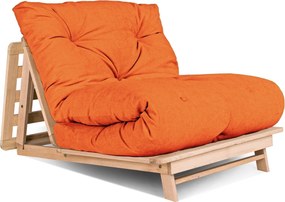 Marior Home Rozkládací futonové křeslo / pohovka Layti - 90 cm / Oranžová / Surový buk