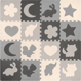 Pěnová podložka puzzle REBEL RBY-2250-16 150 x 150 cm, s rámem, šedá