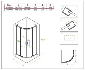 BPS-koupelny Čtvrtkruhový sprchový kout HYD-RK94A 80x80 cm bílá/transparent + vanička HYD-RSV-ST01A bílá