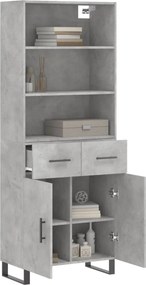 Skříň highboard betonově šedá 69,5x34x180 cm kompozitní dřevo 3200541