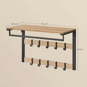 Nástěnný věšák s poličkou OSKAR LCR101B11 černý / hnědý