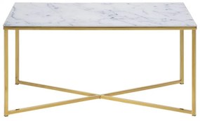 Konferenční obdélníkový stolek Alisma mramor bílý/zlatá