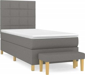 vidaXL Box spring postel s matrací 90x200 cm textil [3137128] Barva: Tmavě šedá