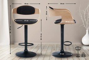 2x Barová židle Kingston B - látka, černý rám - přírodní/černá