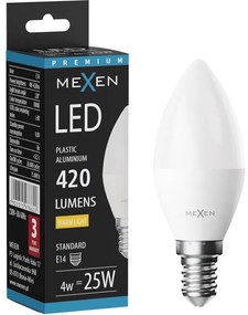 Mexen Nova LED žárovka E14, C37, 4W, Teplá - 3000K, 420 lm - L102-E14-0430-01