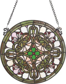 Skleněný kulatý závěsný Tiffany panel - Ø 30*1 cm