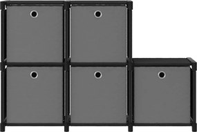Výstavní police 5 přihrádek s boxy černá 103x30x72,5 cm textil 322603