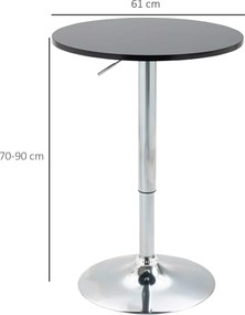 HOMCOM Kulatý barový stůl výškově nastavitelný otočný ocelový černý Ø61x70-97cm | Aosom