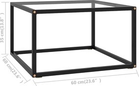 Konferenční stolek černý s tvrzeným sklem 60 x 60 x 35 cm 322871
