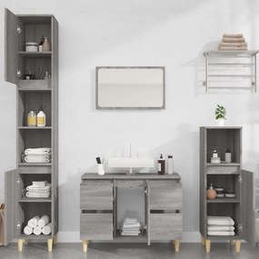 3dílný set koupelnového nábytku šedý sonoma kompozitní dřevo 3185603
