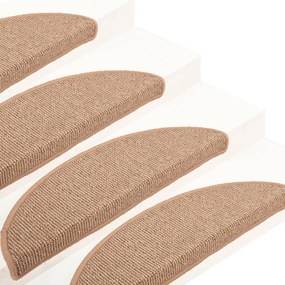 vidaXL Marketos Schodové rohože 15 ks 65 x 21 x 4 cm světle hnědé, půlkulaté, velké
