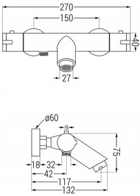 Mexen KAI - vanový set s horní sprchovou hlavicí, nástěnnou termostatickou baterií, chrom, 77300-00 + PG7 20OX