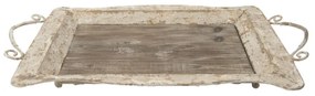 Dřevěný kovový servírovací podnos – 65x40x9 cm