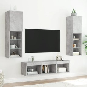 5dílná obývací stěna s LED betonově šedá kompozitní dřevo 3216607
