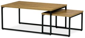 Sada 2 konferenčních stolků CT-619 OAK, 100x60 cm, MDF deska divoký dub, kov černý matný lak