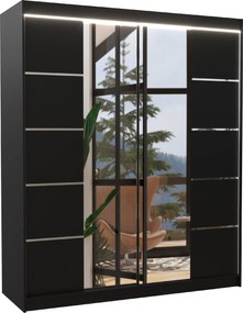 ADRK Furniture Posuvná skříň se zrcadlem a LED osvětlením TRAVES 180 SW-TRA-B-180+L-V350