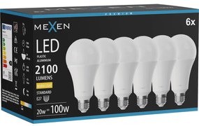Mexen Nova 6x LED žárovka E27, A70, 20W, Teplá - 3000K, 2100 lm - L100-E27-2030-01x06