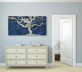 Obraz abstraktní strom na dřevě s modrým kontrastem Varianta: 120x60