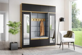 Eka Předsíňová stěna s čalouněnými panely Trinity 32 - Dub Artisan s černou / Šedá 2314