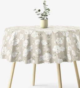 Goldea kulatý teflonový ubrus - bílé květy Ø 150 cm