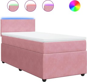 Box spring postel s matrací růžová 90x200 cm samet 3289937
