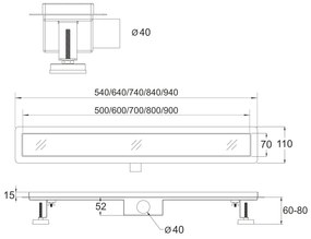 Mereo odtokový sprchový žlab 70 cm vč. roštu WAVE CZ111