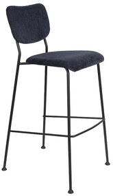 OnaDnes -20% Tmavě modrá manšestrová barová židle ZUIVER BENSON 75,5 cm