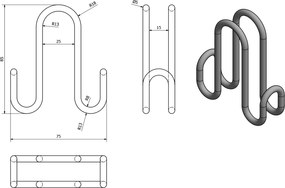 Aqualine 37030 závěsný háček na sprchové zástěny chrom