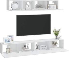 4dílný set TV skříněk bílý kompozitní dřevo 3114526