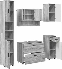 Sada koupelnového nábytku 5 ks Šedá Sonoma 35 x 30 x 192 cm 3393079