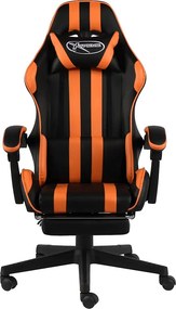 Herní židle s podnožkou černo-oranžová umělá kůže 20532