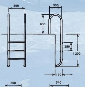 Vagnerpool Bazénový žebřík nerez Muro 4 stupňový, AISI 304