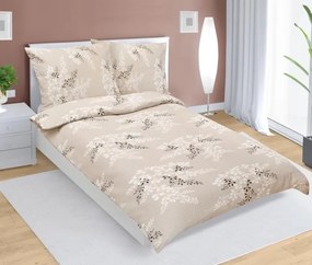 Bellatex Povlečení krepové Větvička kávová rozměr 140x200, 70x90 cm